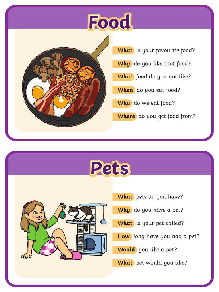 Oral Language - Asking Questions Cards | PDF | Entertainment ...