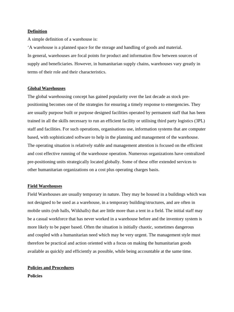 Warehouse Types | PDF | Warehouse | Inventory