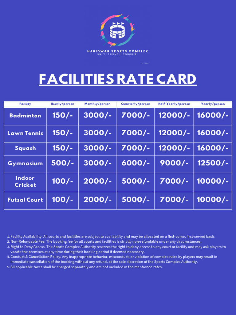 Facilities Rate Card - HSC | PDF