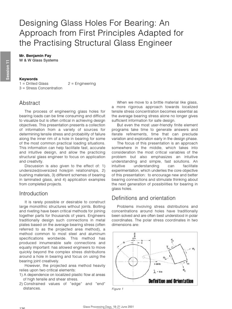 Drilled Glass Bearing | PDF | Stress (Mechanics) | Bending