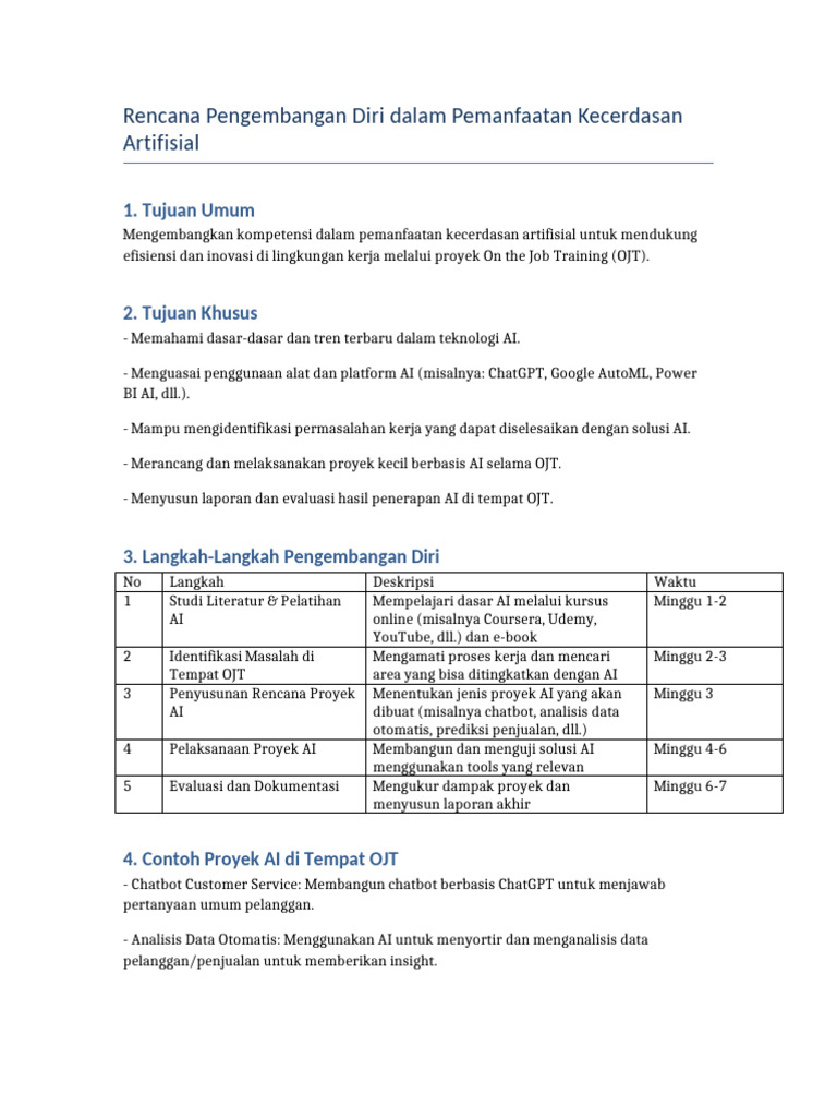 Rencana Pengembangan Diri AI OJT | PDF