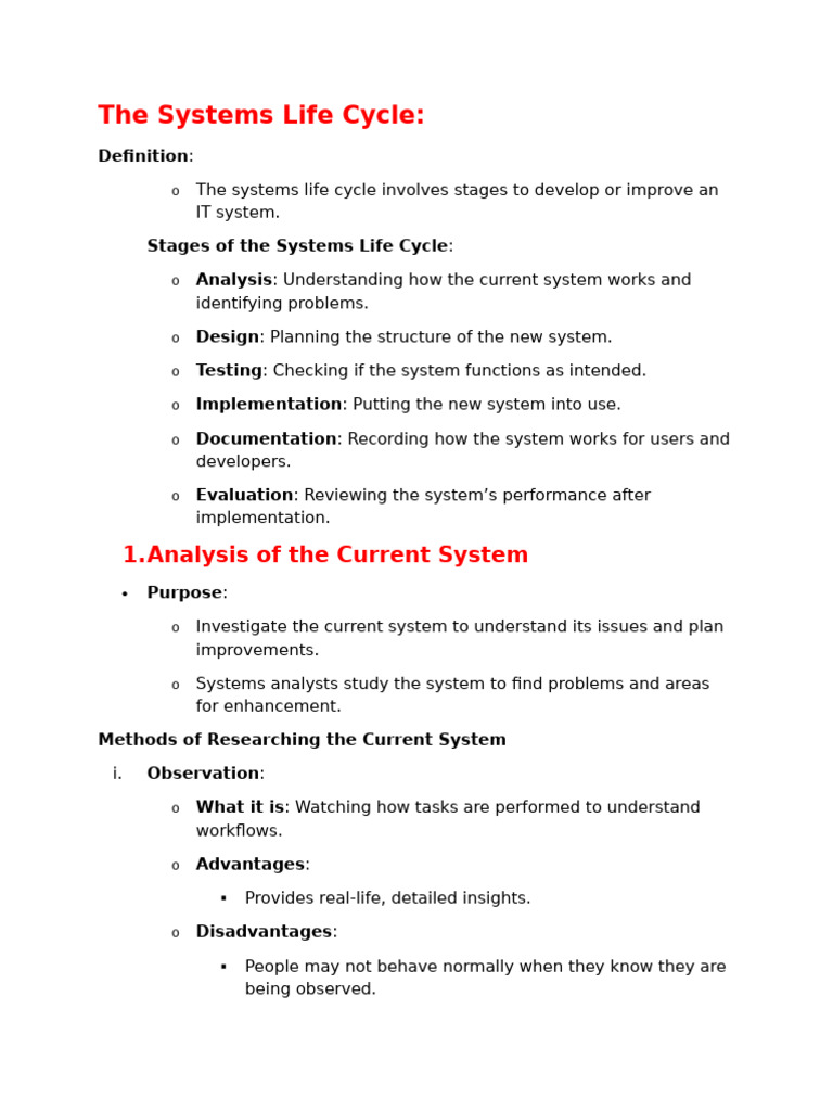 Chapter 7 The Systems Life Cycle | PDF | Software Testing | System