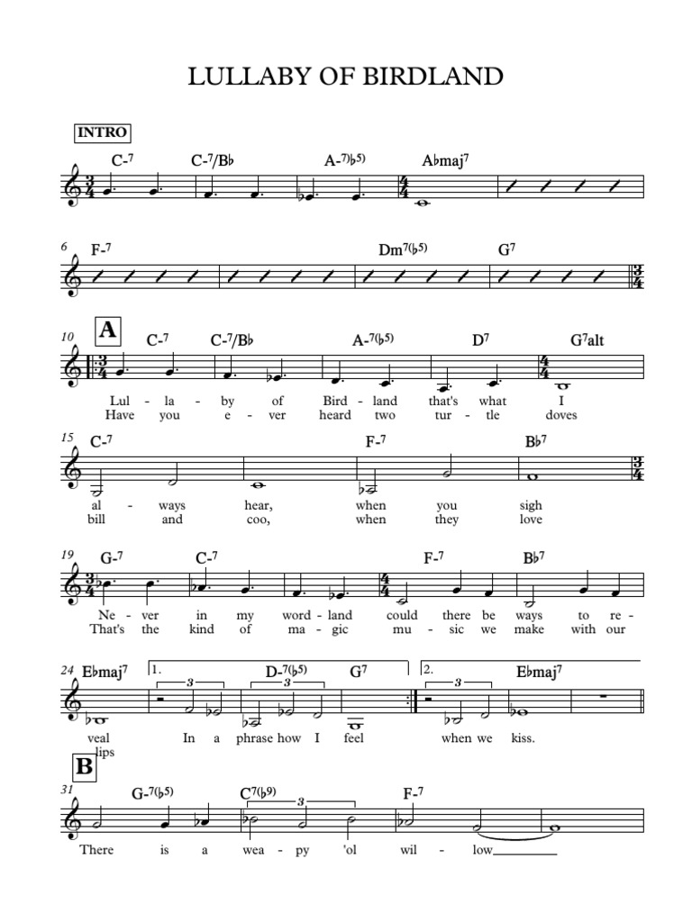 Lullaby of Birdland Lead Sheet | PDF
