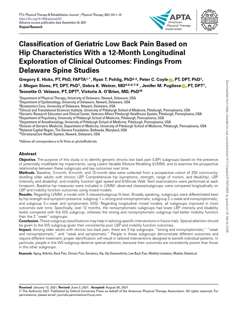 Classification of Geri LBP | PDF | Akaike Information Criterion | Medicine
