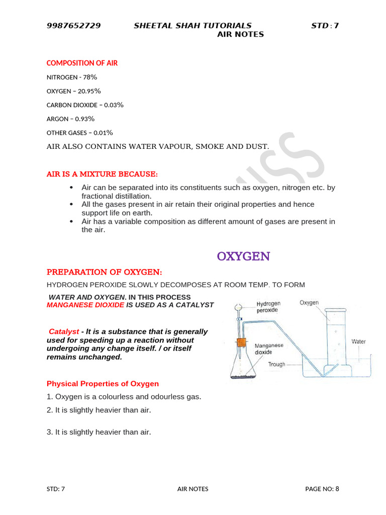 Air Notes 2022 STD 7 | PDF | Nitrogen | Oxygen