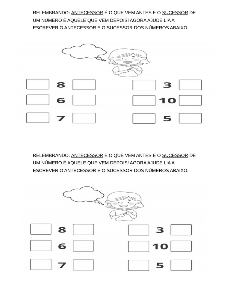 Antecessor e Sucessor de Números | PDF