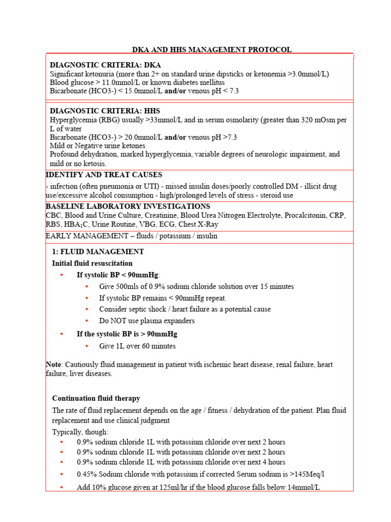 Dka and Hhs Management Protocol | PDF | Clinical Medicine | Medical ...