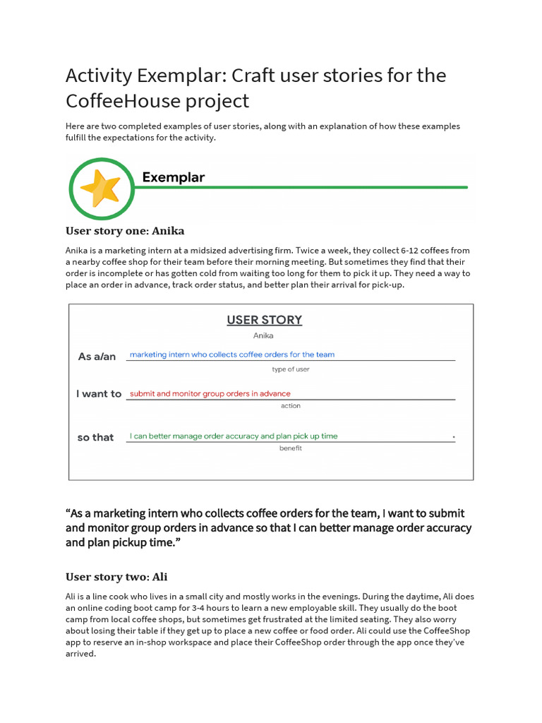 2 - 2 Activity Exempla1 - User Story | PDF