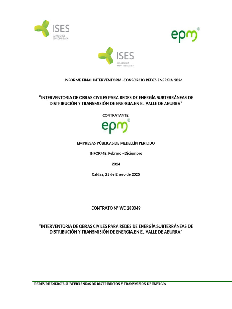 Informe Final Interventoria EPM - Consorcio Enero - Diciembre | PDF ...