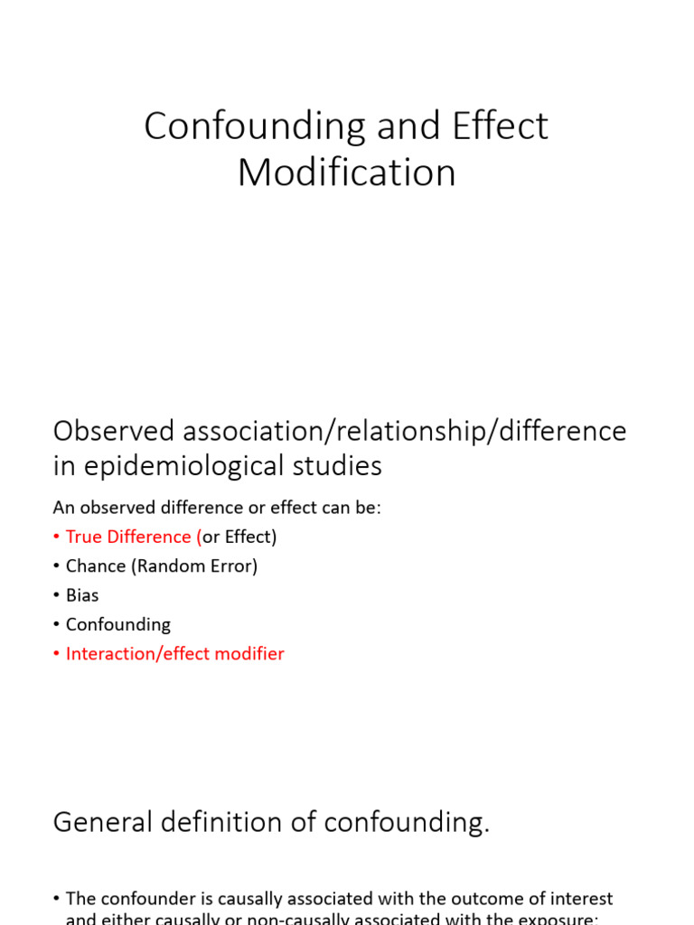 Confounder and Effect Modifier - Prof. Sami Day 5 | PDF | Confounding | Odds Ratio