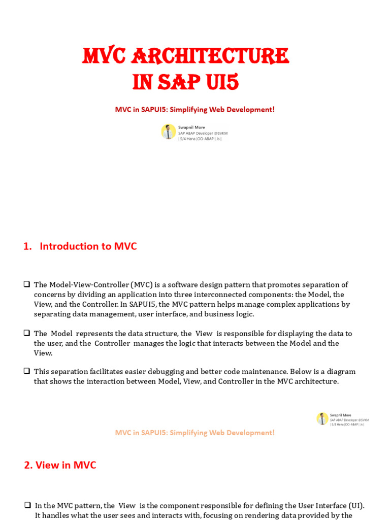 MCV Architecture in SAP UI5 - Fiori | PDF | Model–View–Controller | Web Development