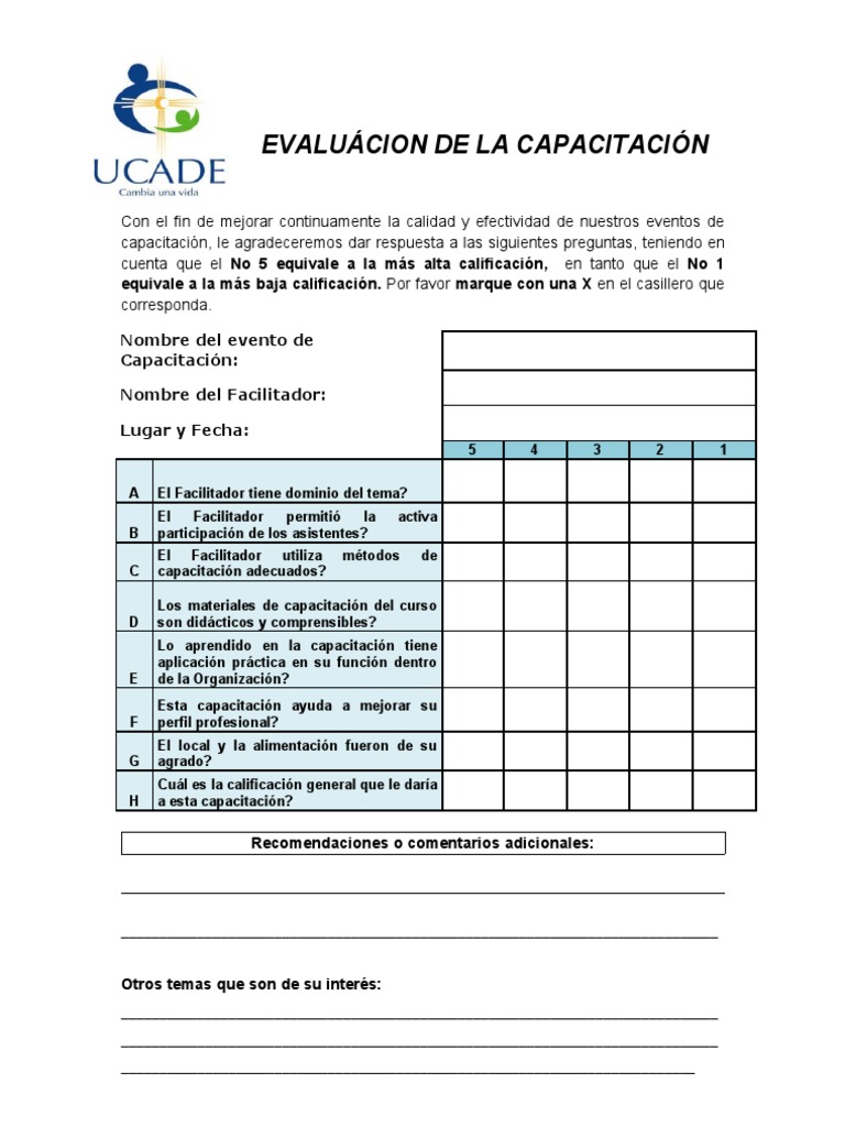 Evaluacion Capacitador UCADE | PDF
