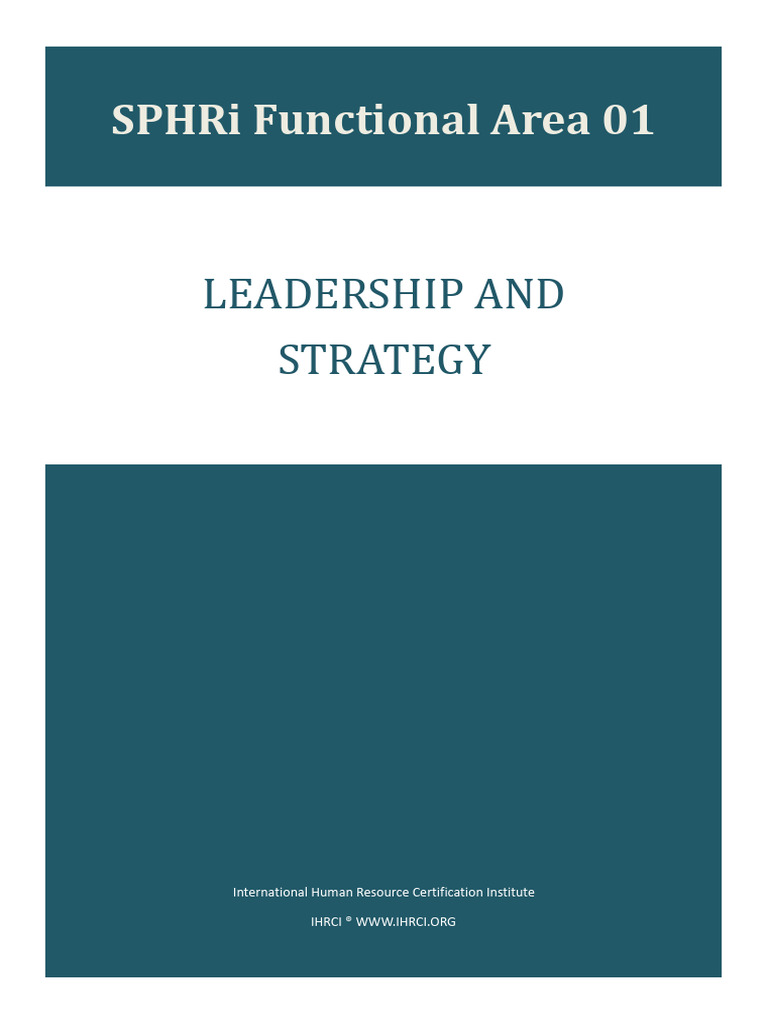 SPHRi Leadership and Strategy Workbook | PDF | Goal | Organizational ...