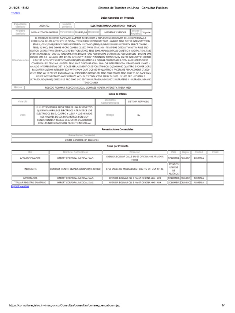Electroestimulador Roscoe | PDF
