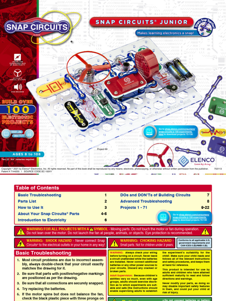 Snap Circuits Jr. 100 Troubleshooting Guide | PDF | Electricity ...