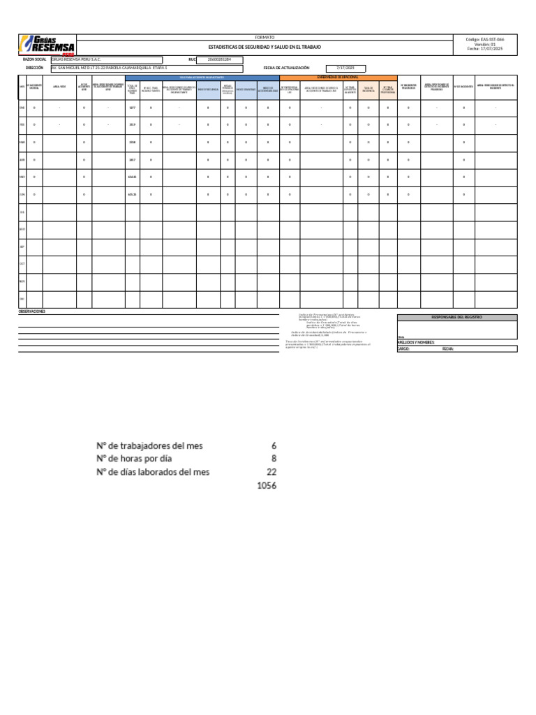 Registro de Estadisticas de SST Eas SST Eas SST Eas SST 066 | PDF | Medicina | Ciencias de la Salud