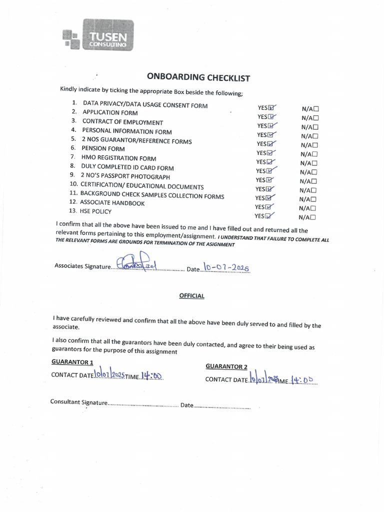 Onboarding Checklist | PDF