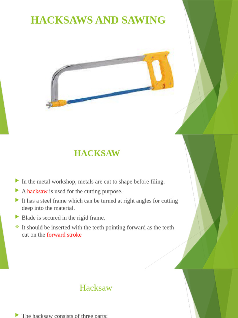 Hacksaw Use and Structure in Workshops | PDF