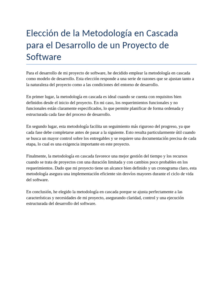 Justificación Metodología en Cascada APA | PDF