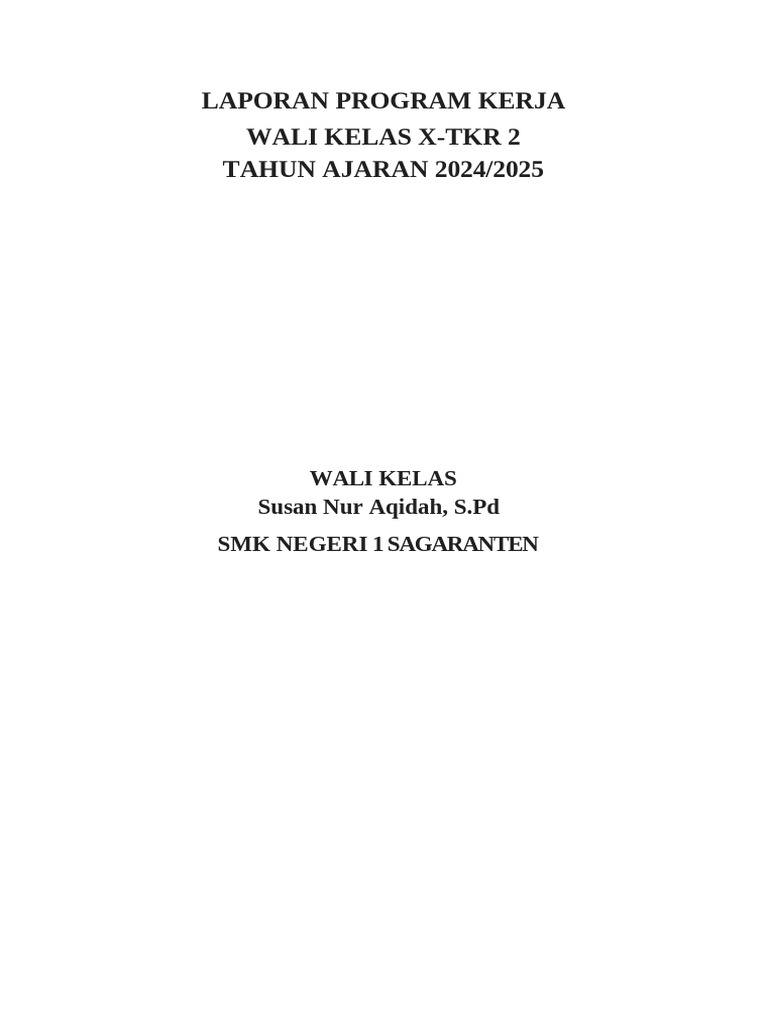 Laporan Wali Kelas X Tkro 2 | PDF