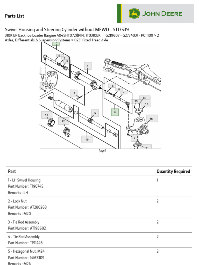 Swivel Housing and Steering Cylinder Without MFWD | PDF