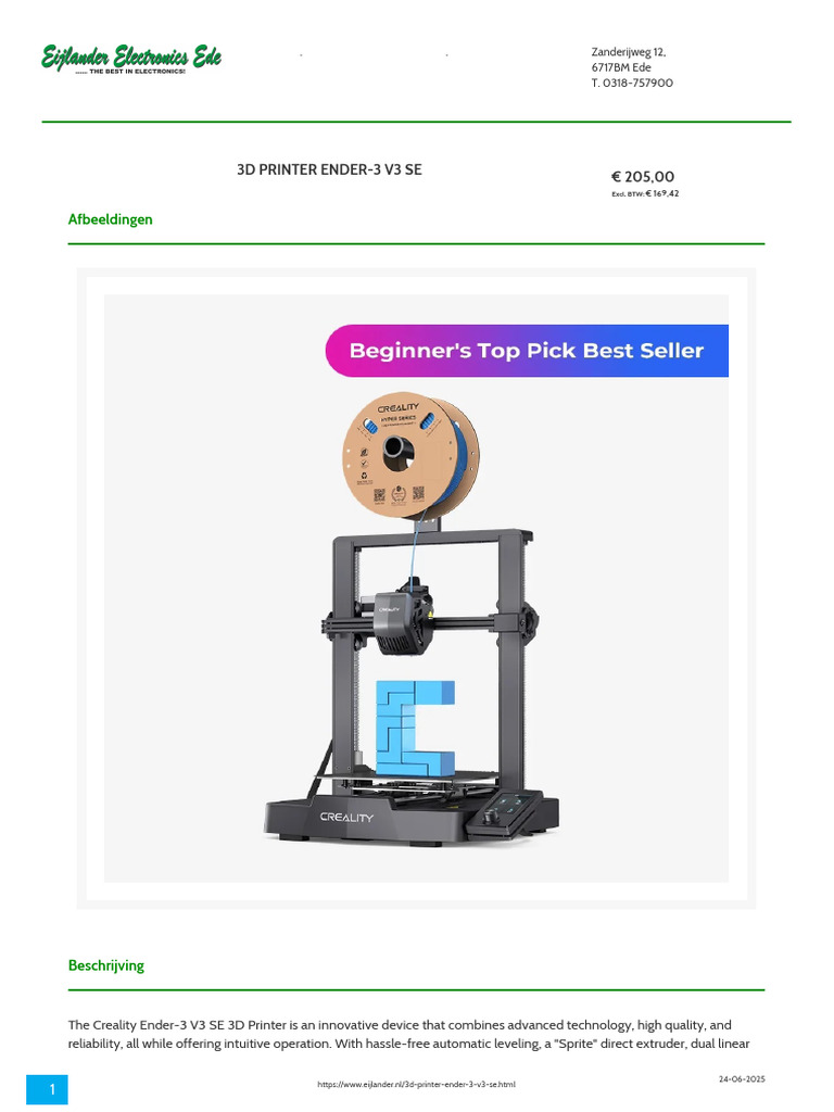 3d Printer Ender 3 v3 Se | PDF | 3 D Printing | Printer (Computing)