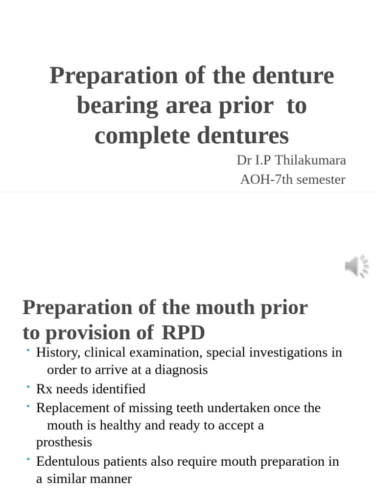 1.preparation of The Mouth | PDF | Dentures | Dental Implant