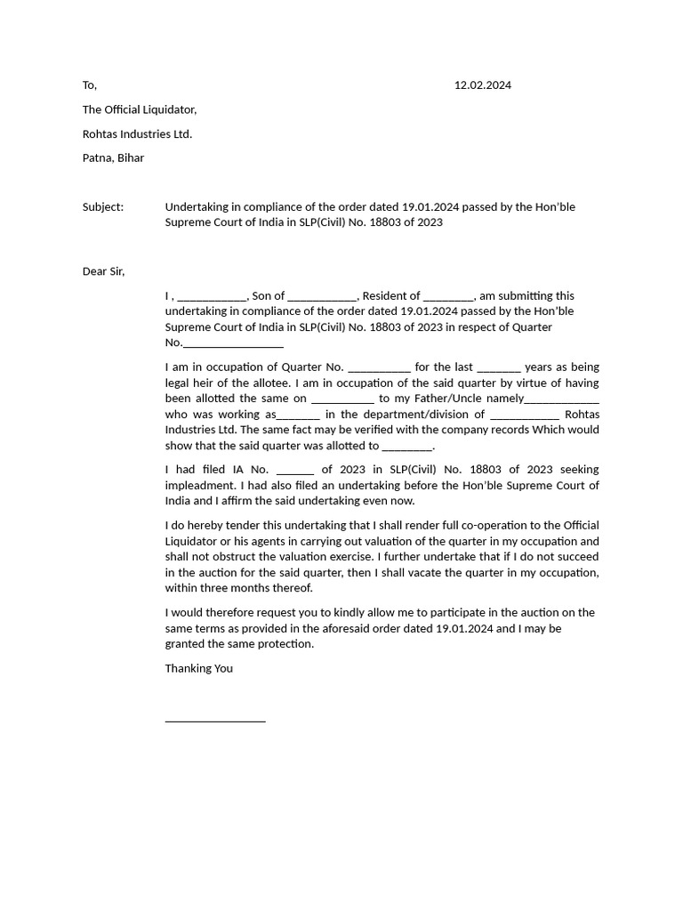 Undertaking Rohtas Industries | PDF