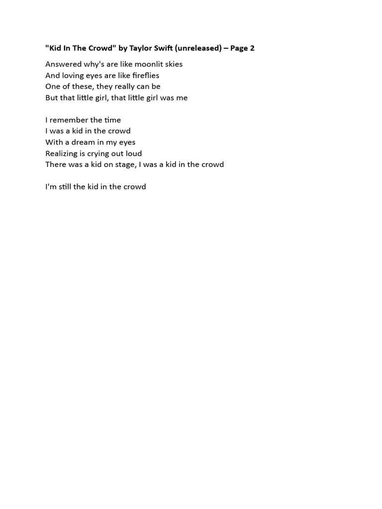 Taylor Swift's Unreleased Songs Lyrics-14 | PDF