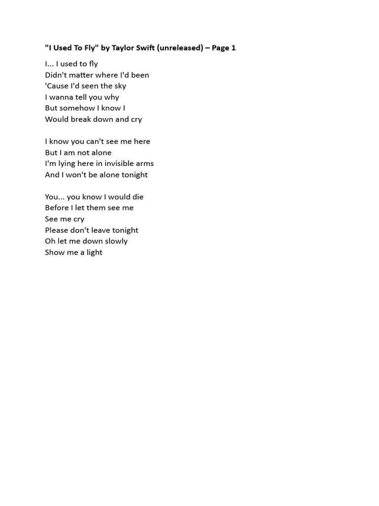 Taylor Swift's Unreleased Songs Lyrics-15 | PDF