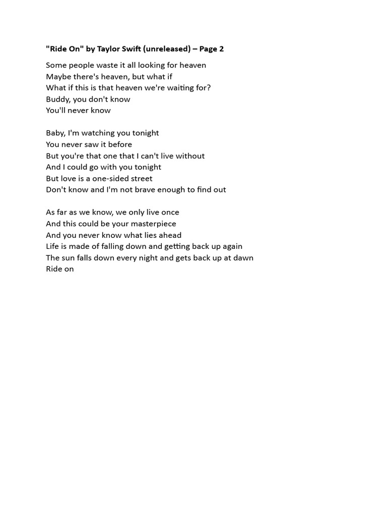 Taylor Swift's Unreleased Songs Lyrics-30 | PDF