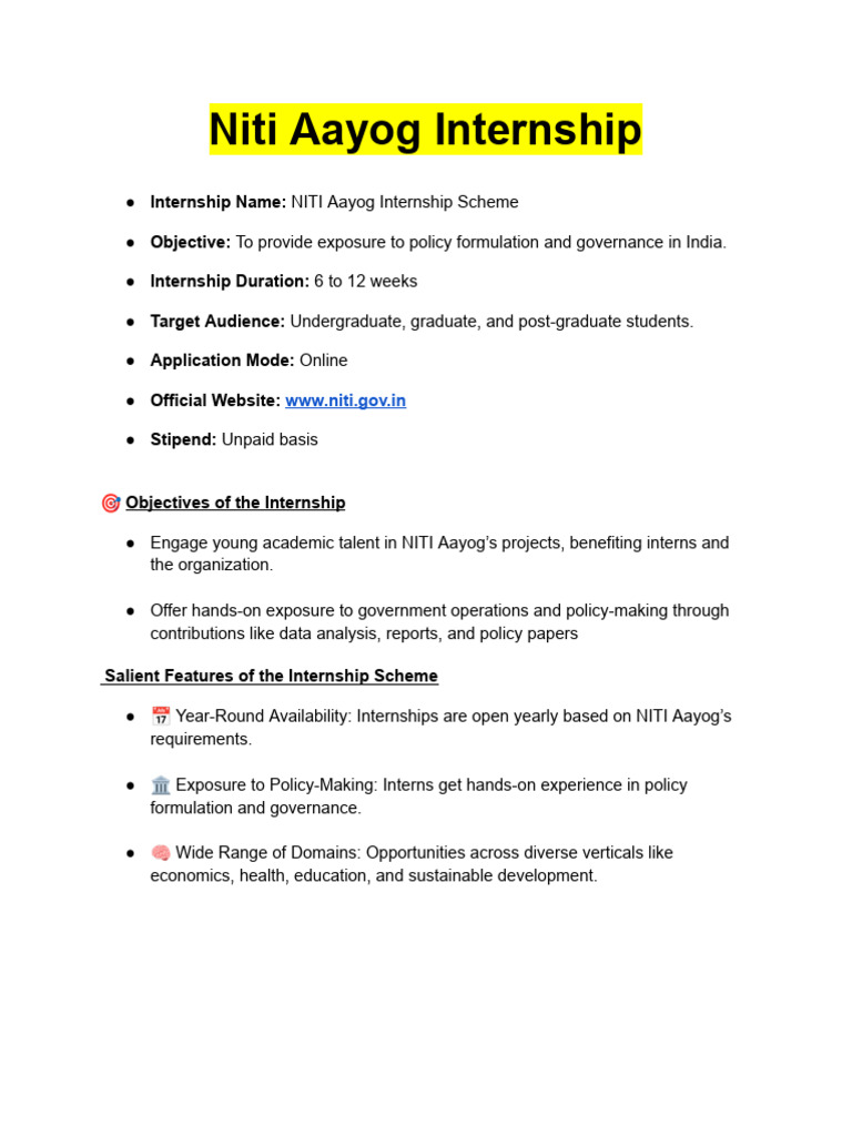 NITI Aayog Internship 2025 Guide | PDF | Postgraduate Education | Internship