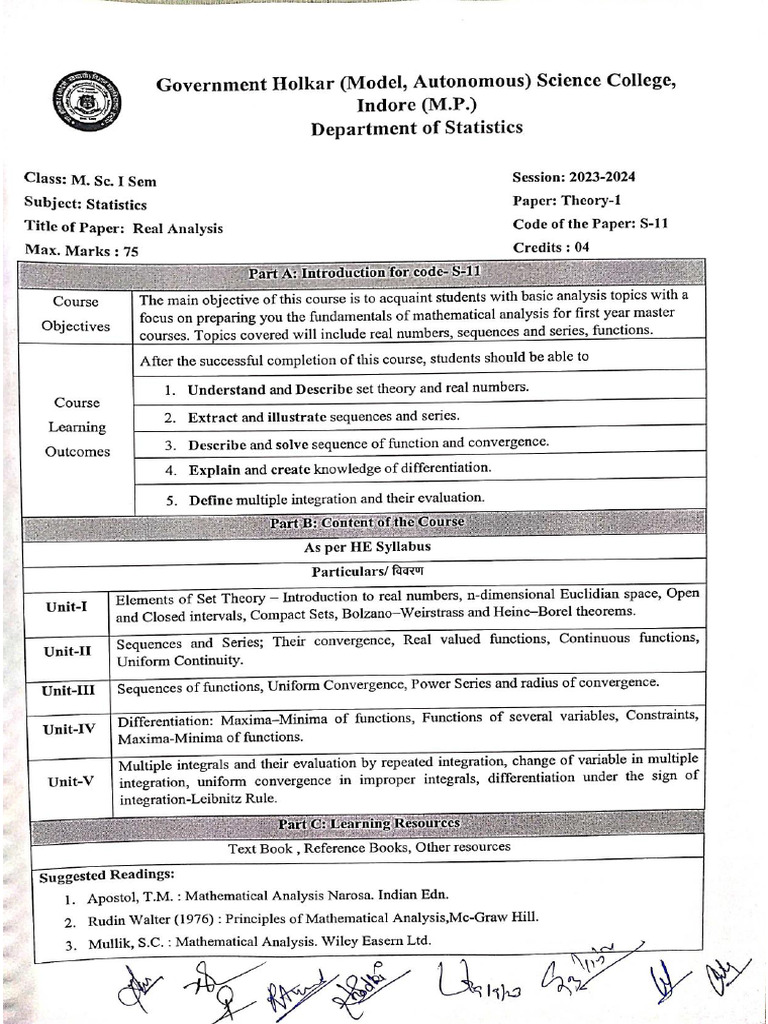 MSC I Semester Statistics 23 24 | PDF