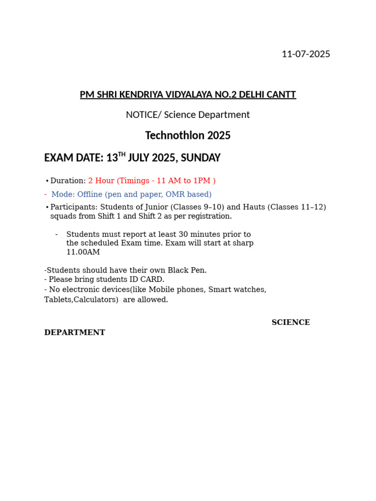 Technothlon 2025 Notice | PDF