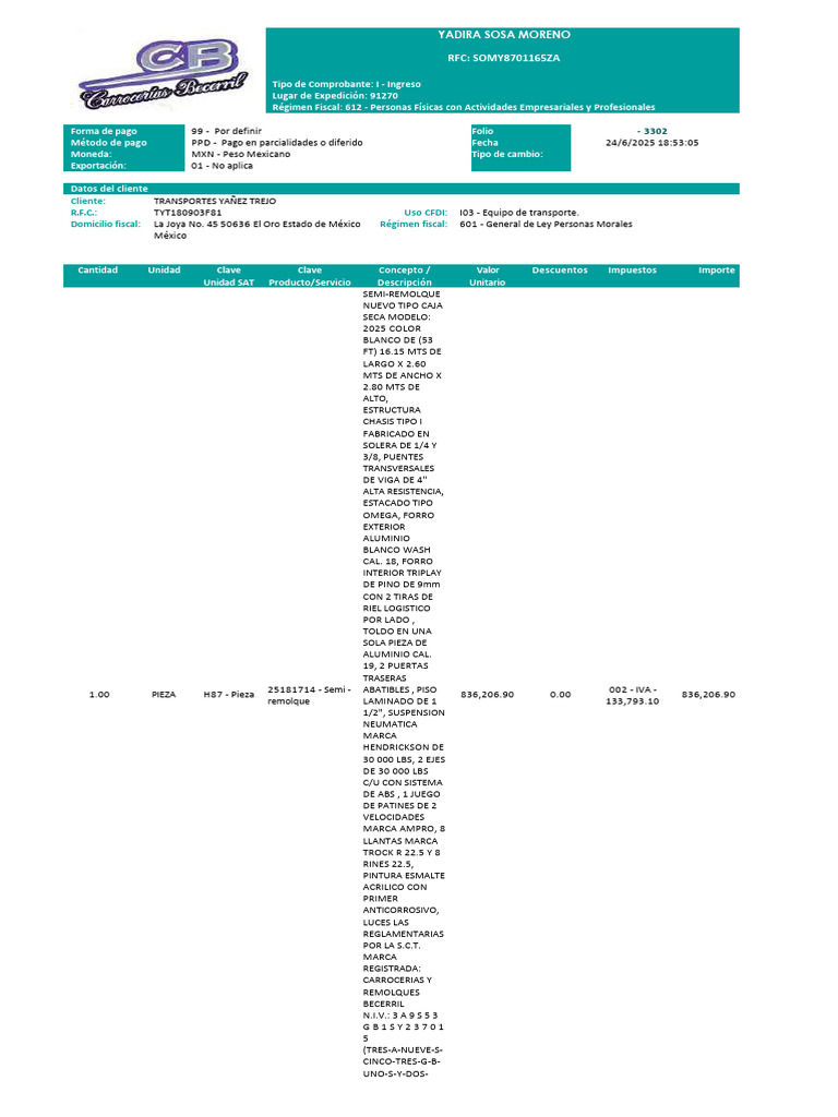 Cliente: R.F.C.: Uso CFDI: Domicilio Fiscal: Régimen Fiscal | PDF ...