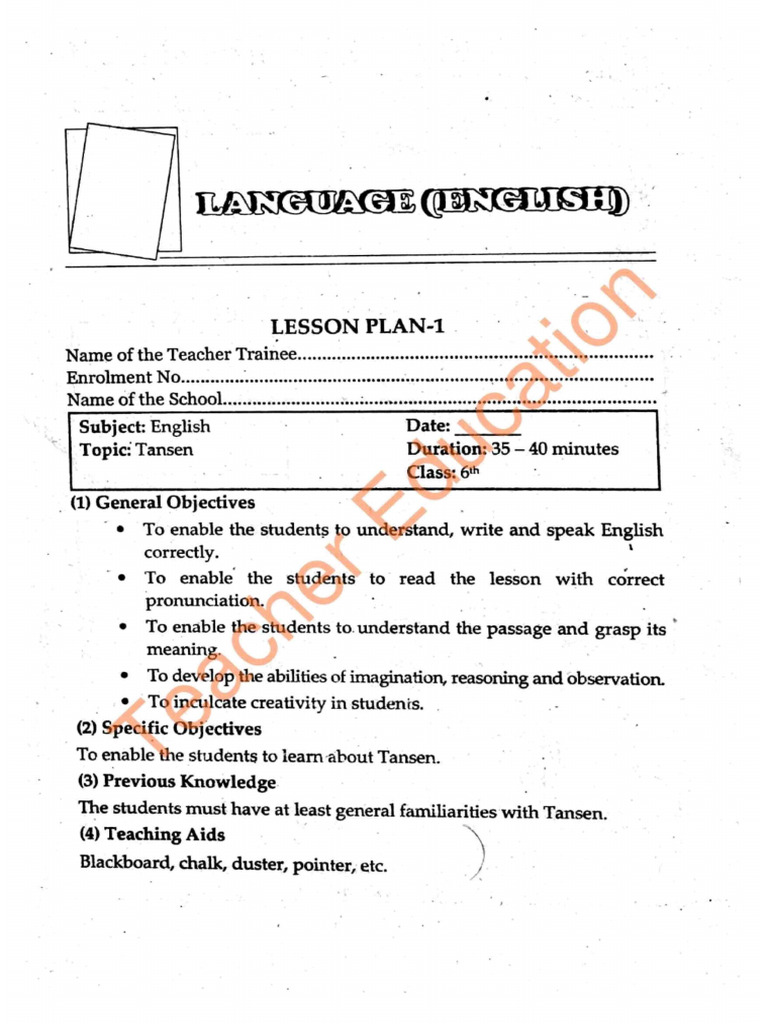 English 40 Lesson Plan | PDF