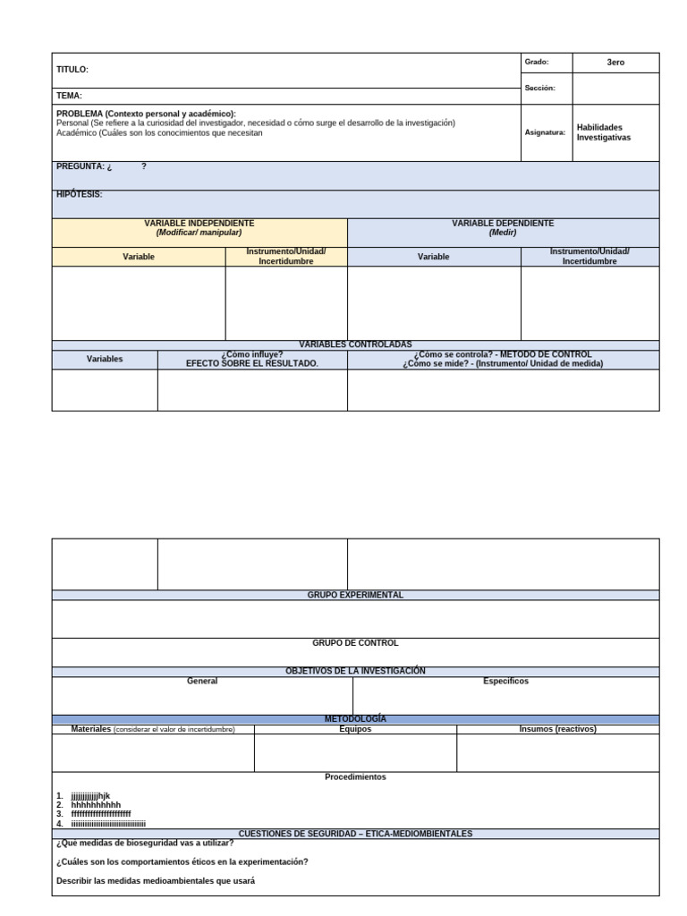 Matriz Proyecto 1 | PDF | Experimentar | Incertidumbre