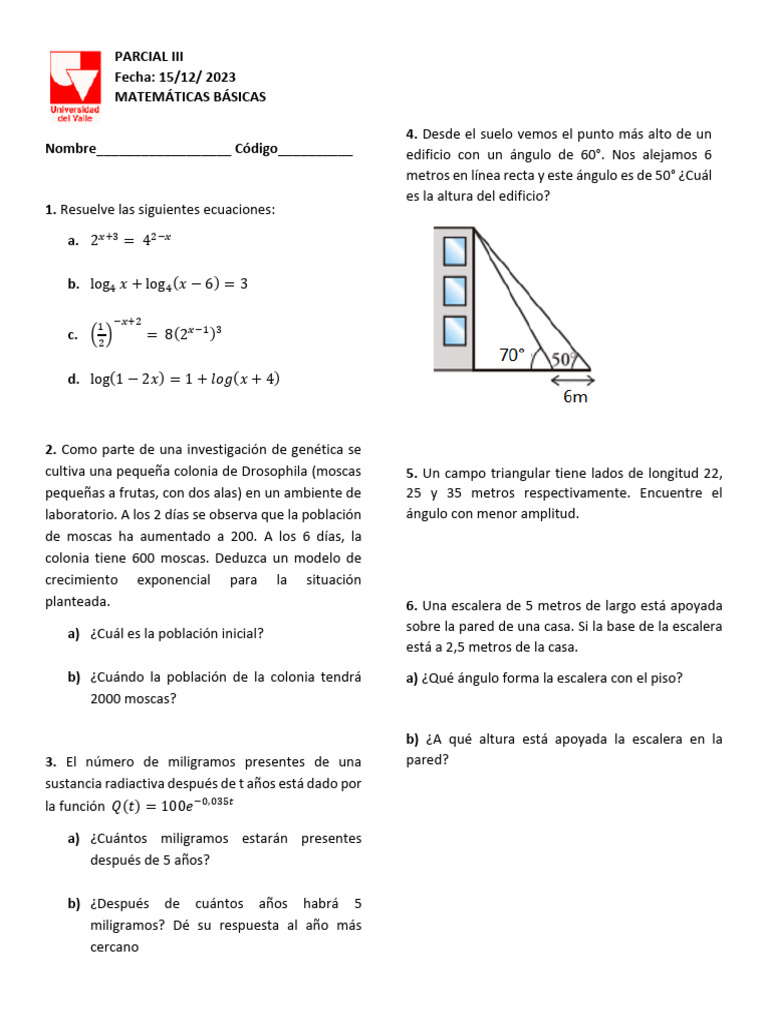 Parcial IV Matemáticas Basicas | PDF