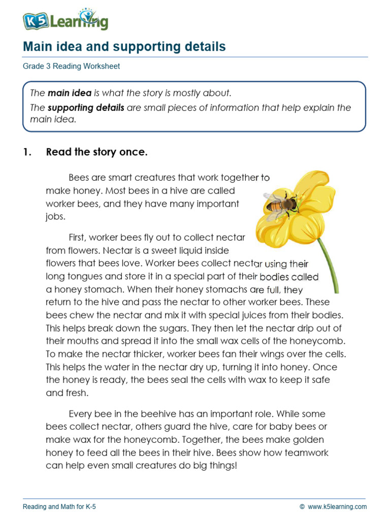 Main Idea: Bees and Honey Production | PDF | Honey | Bees