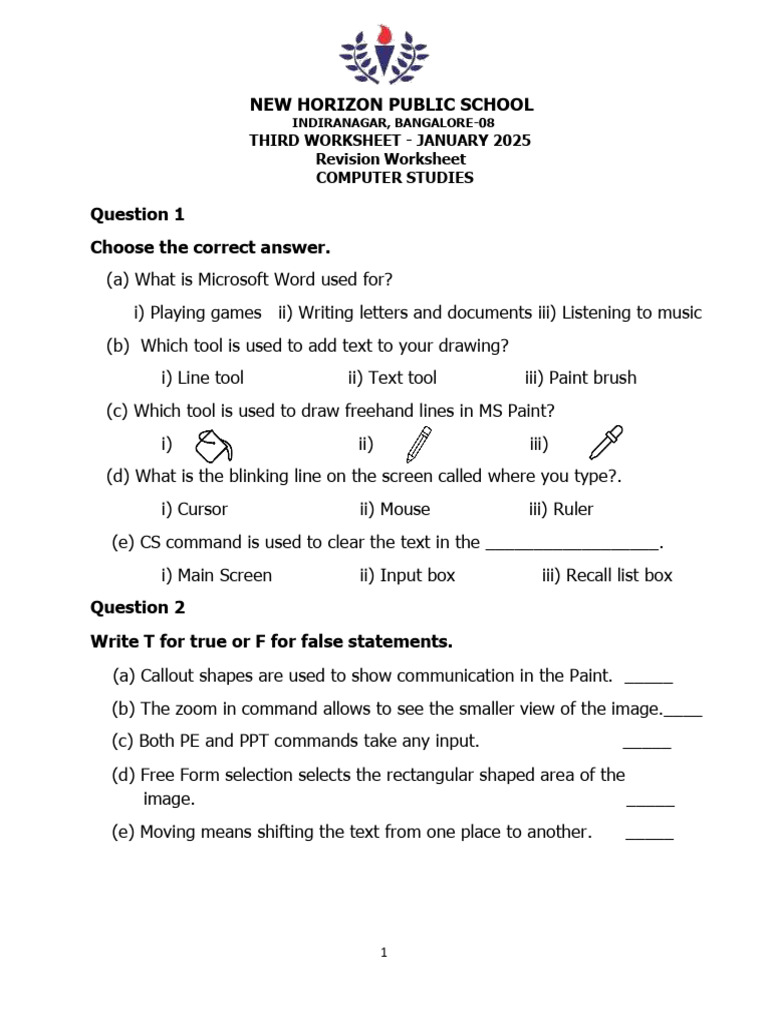 Grade 3 Computer Studies Revision Worksheet 1736233486 | PDF | Computer ...
