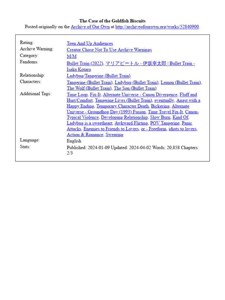 The Case of The Goldfish | PDF | Panic Attack