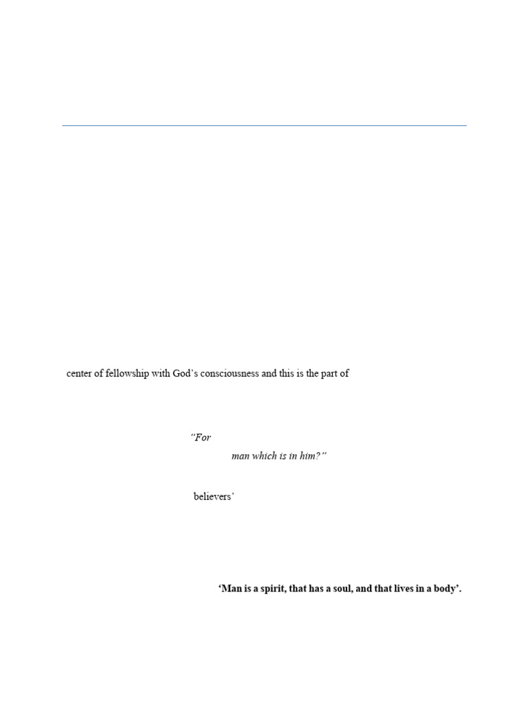 Chapter One - Man As A Tripartite Being | PDF | Soul | Jesus