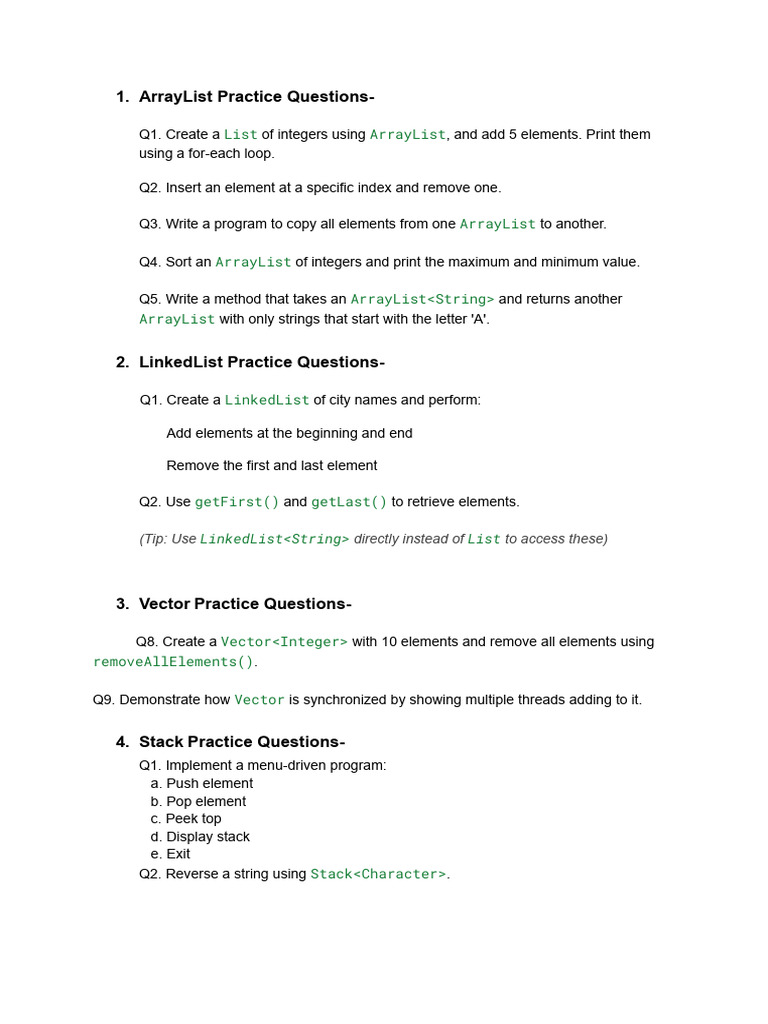 Java ArrayList Programming Exercises | PDF