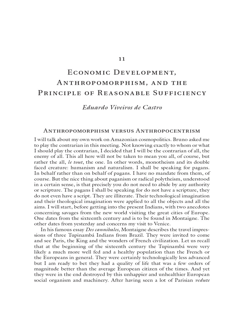 Economic Development, Anthropomorphism, and The Principle of Reasonable ...