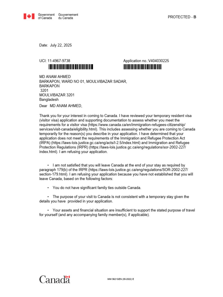 Anam Ahmed Refuse Letter | PDF | Government And Personhood ...