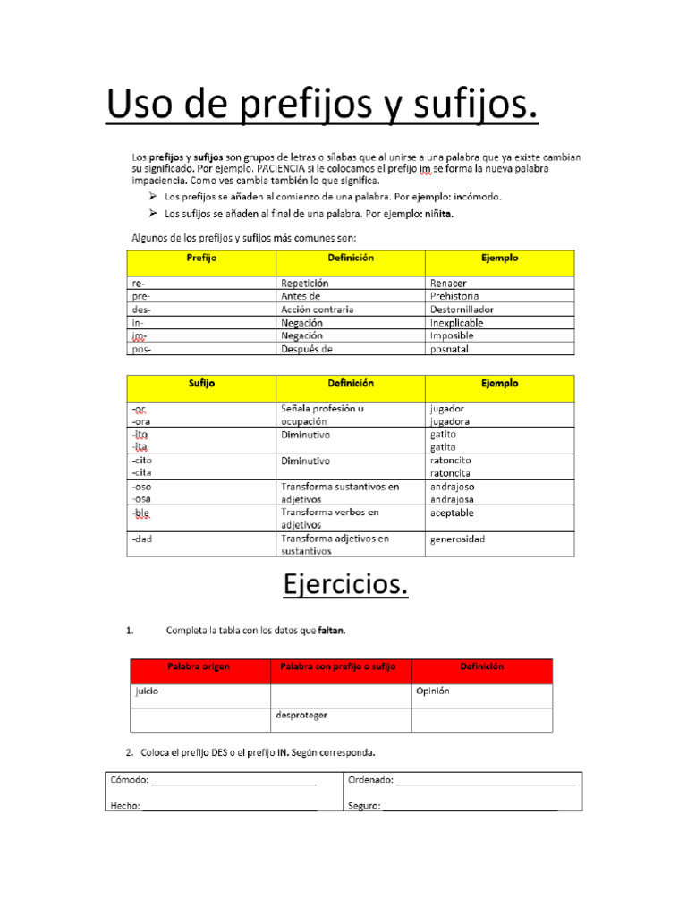 Guia Prefijos y Sufijos | PDF