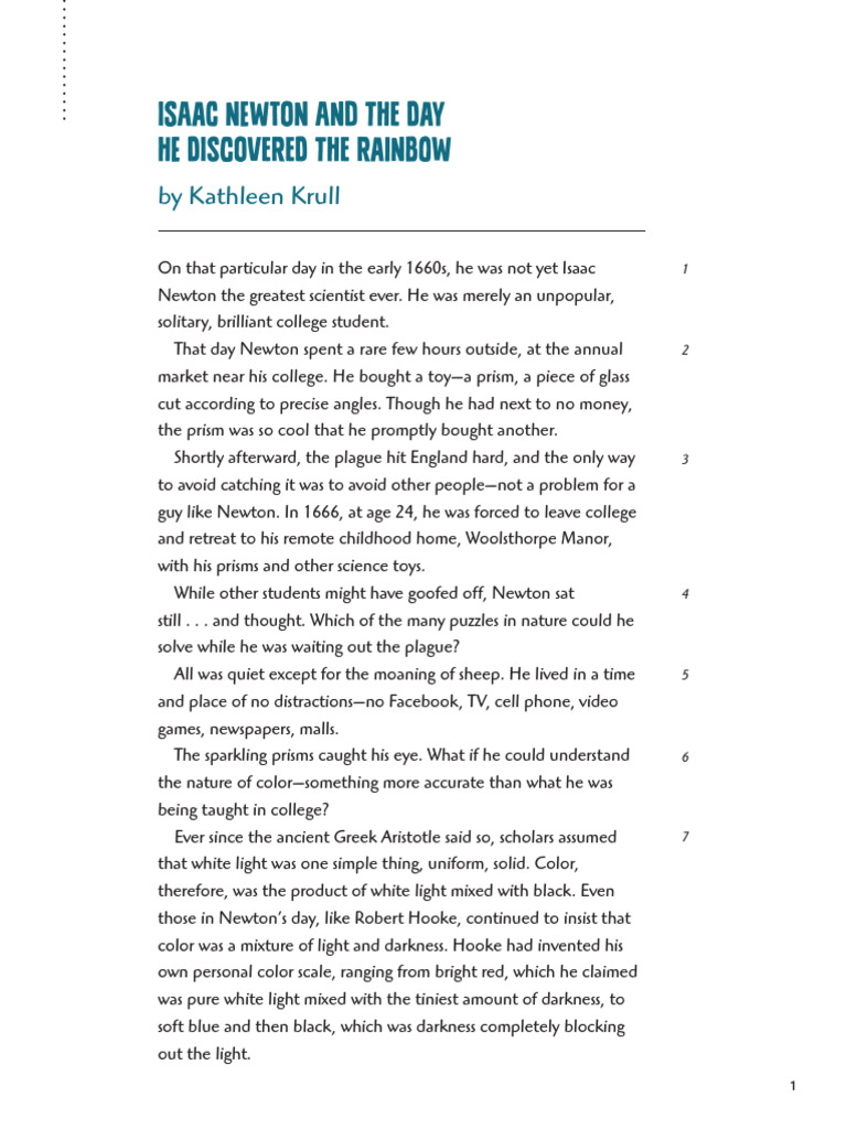 03 Text Isaac Newton Kathleen Krull | PDF | Color | Light