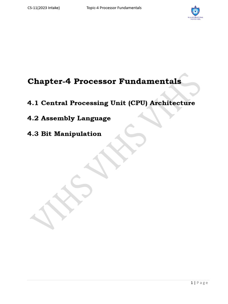 Chapter-4 Processor Fundamentals - 2024 | PDF | Central Processing Unit | Assembly Language