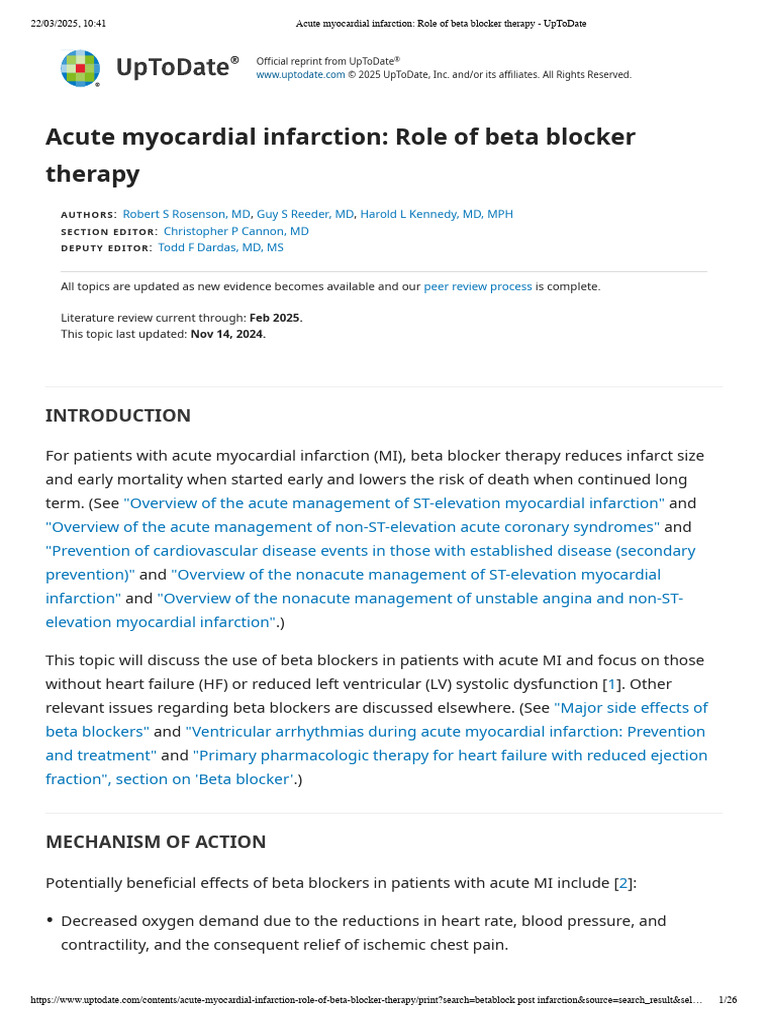 Beta Blockers in Acute Myocardial Infarction | PDF | Myocardial ...
