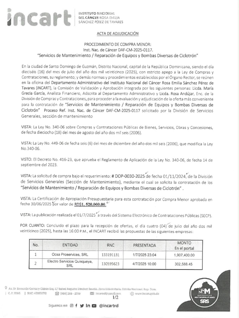 Acta de Adjudicacion | PDF